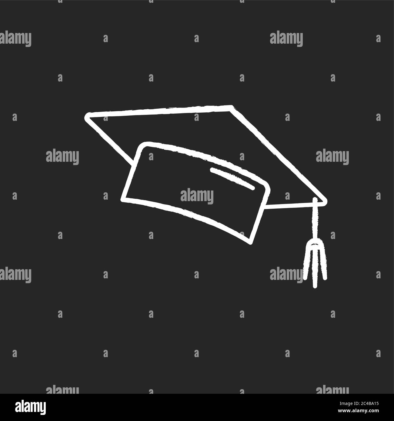 Graduation cap chalk white icon on black background Stock Vector Image ...