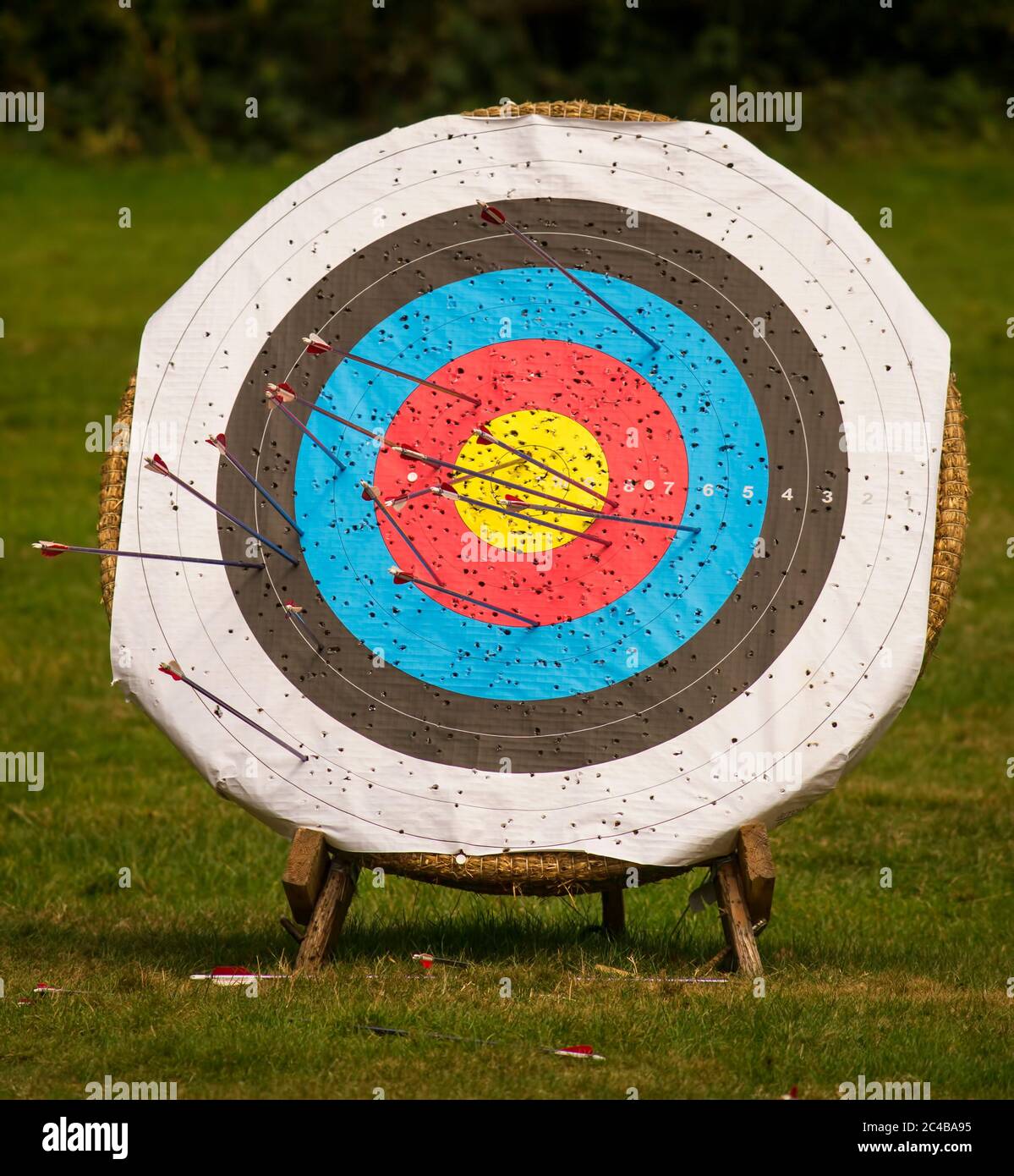 Archery target with archery arrows Stock Photo - Alamy