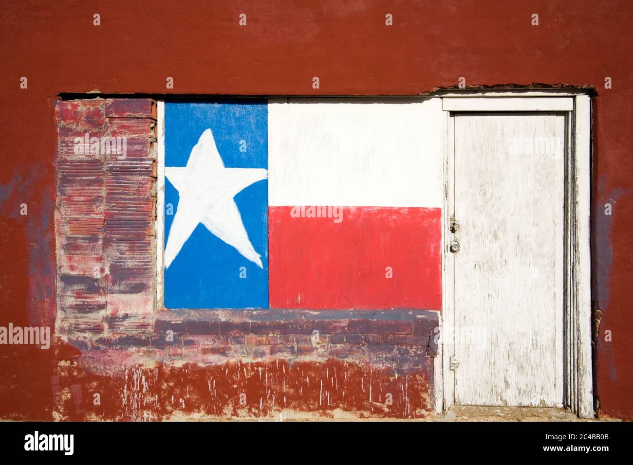 Flag on Old Building, Historic Route 66, Downtown Amarillo, Texas, USA ...