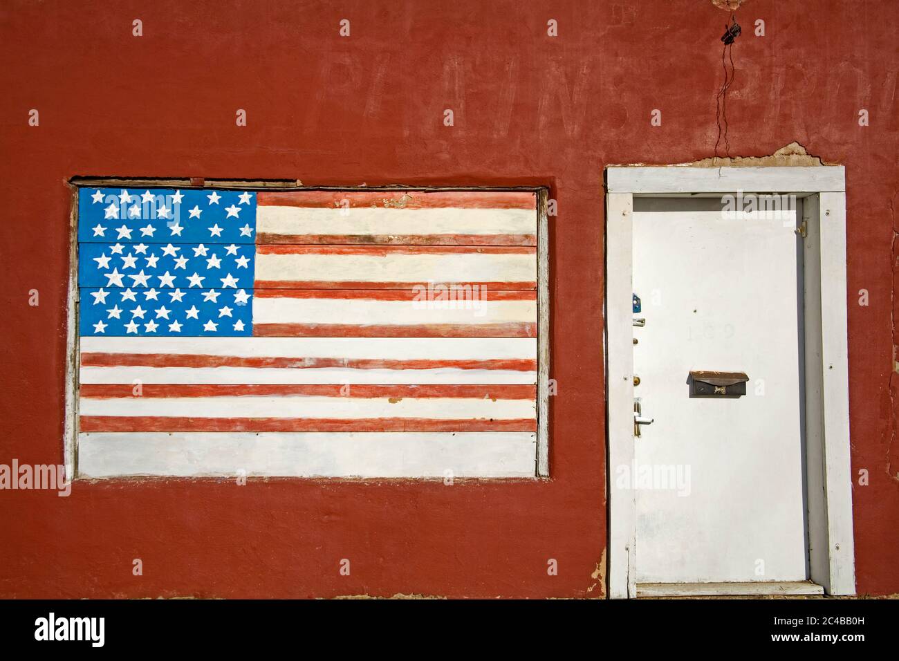 Flag on Old Building, Historic Route 66, Downtown Amarillo, Texas, USA ...