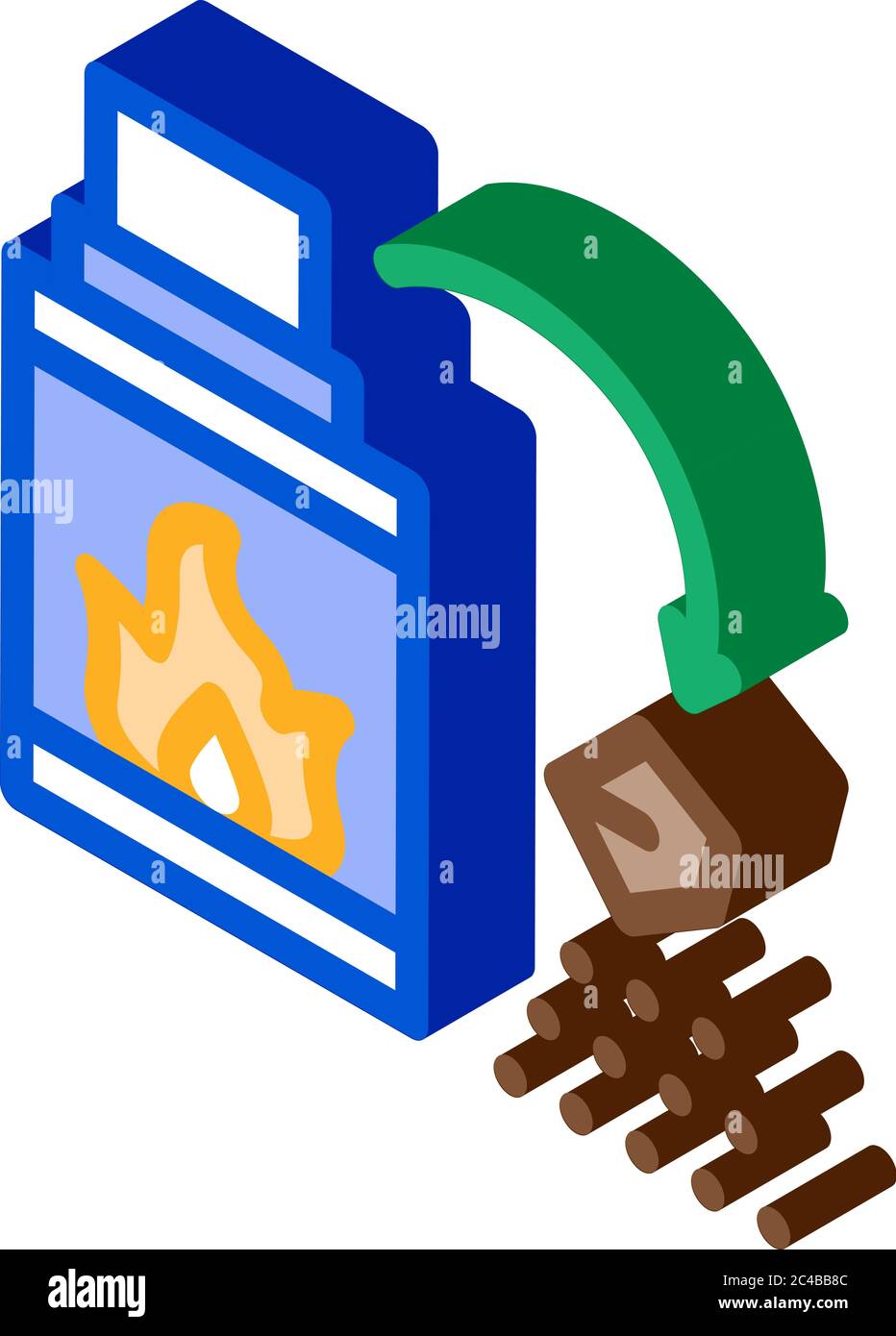 fireplace fire isometric icon vector illustration Stock Vector Image ...