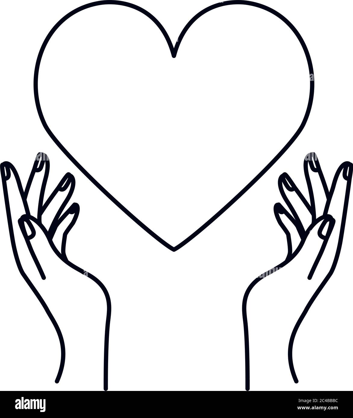 Heart with open hands design of love passion and romantic theme Vector ...
