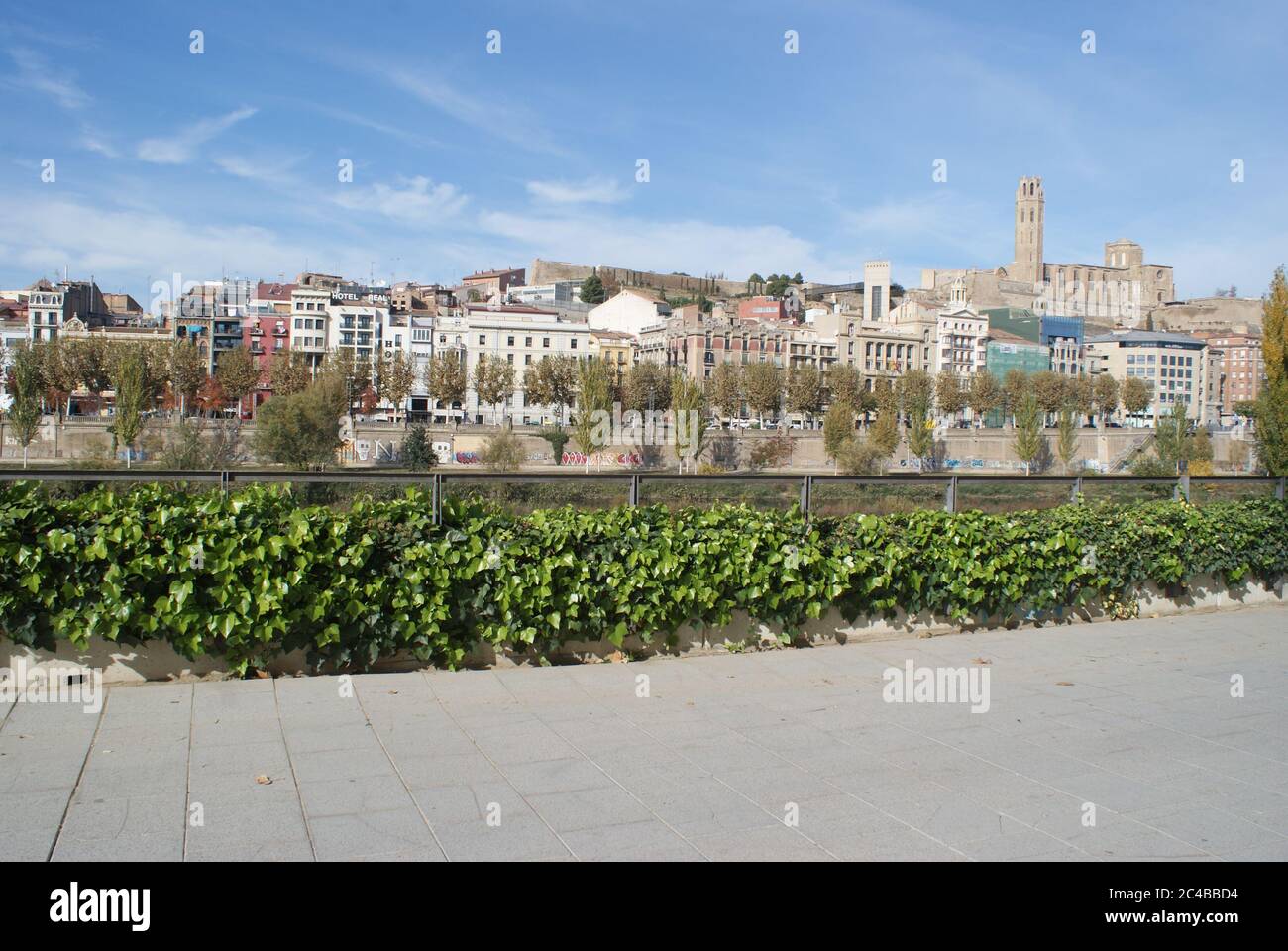 Amazing ancient architecture of Lleida. Beautiful autmn city with nice ...