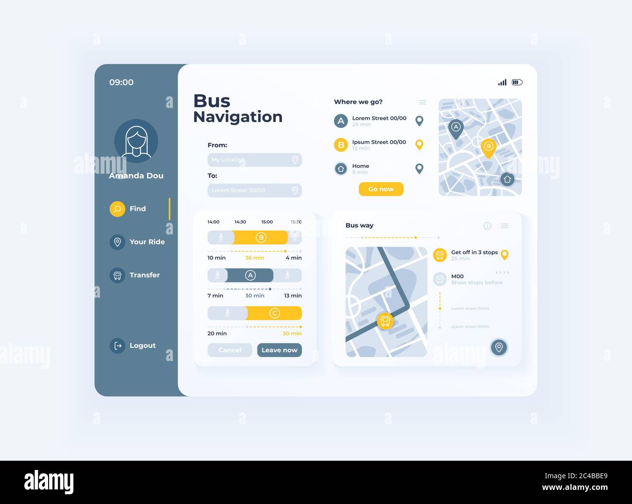 Bus navigation tablet interface vector template Stock Vector Image & Art - Alamy