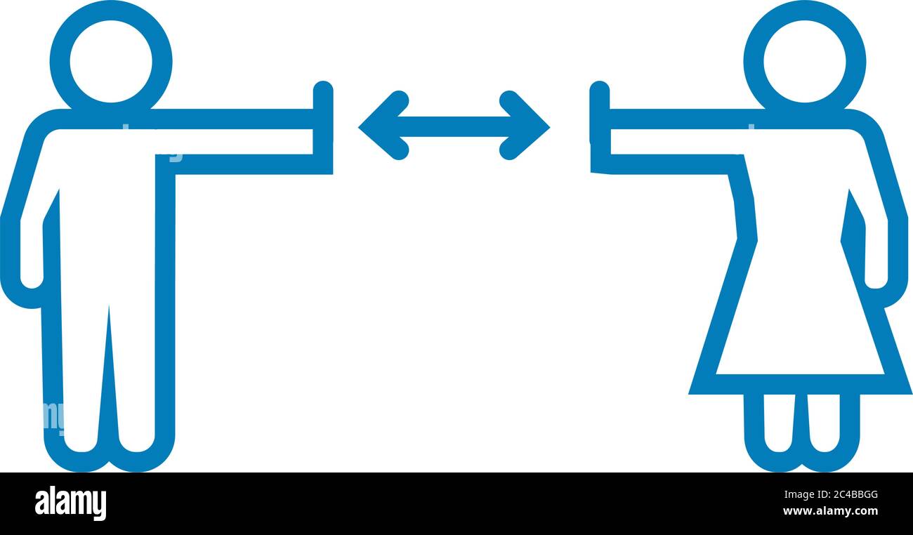 figures humans with arrows social distance line style vector ...