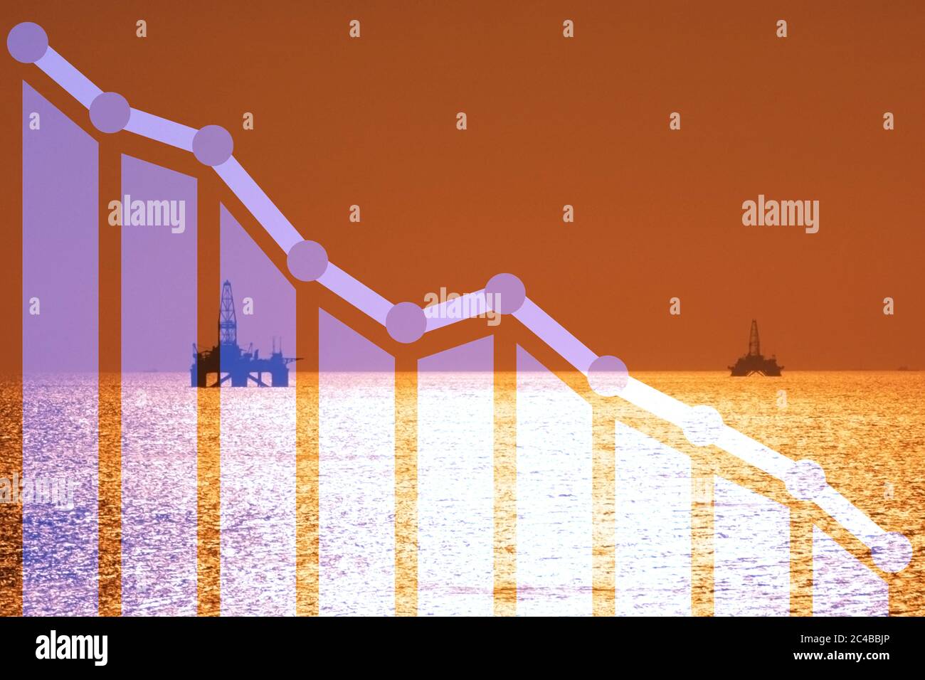 Oil industry decline concept with the chart Stock Photo - Alamy