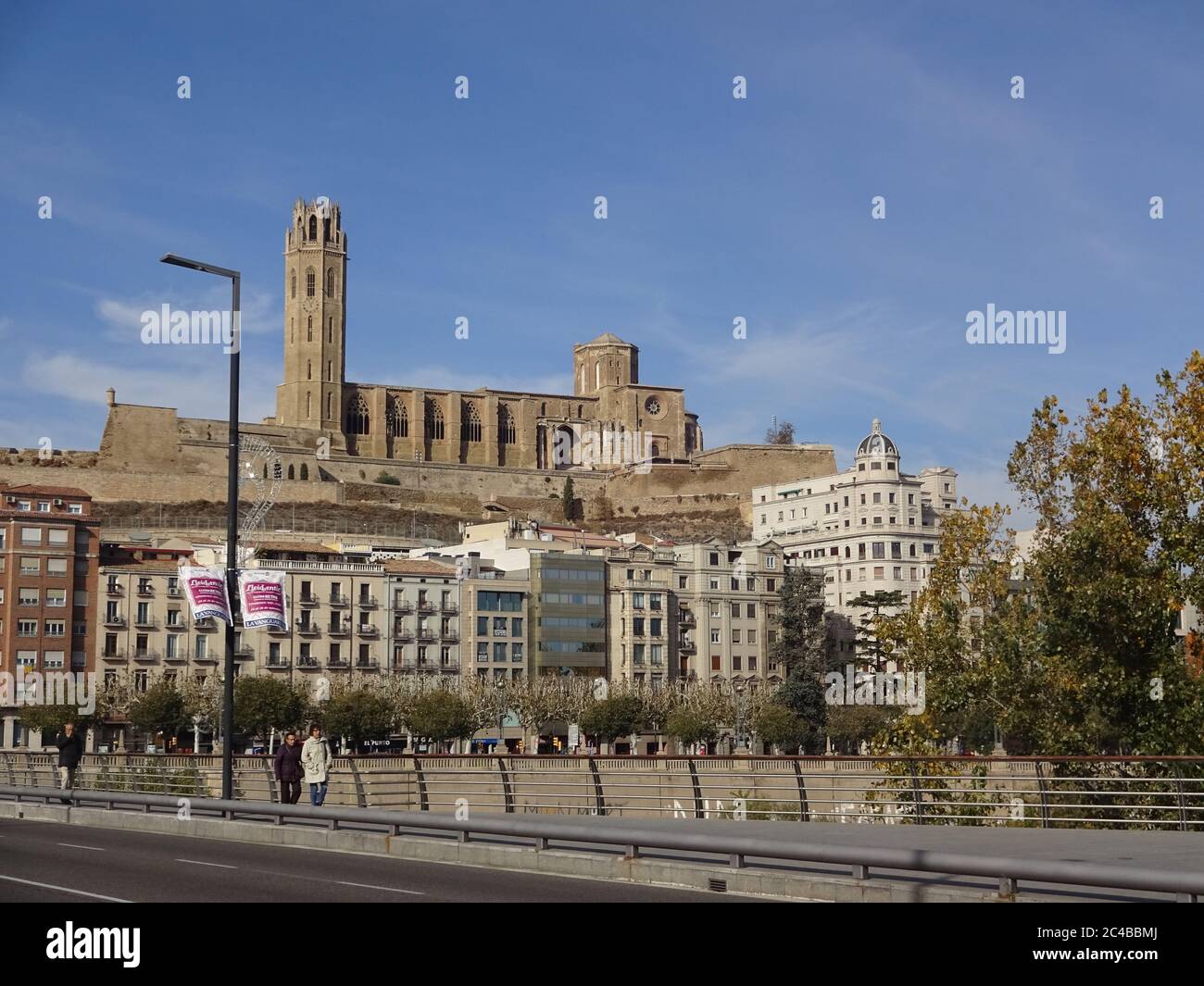 Amazing ancient architecture of Lleida. Beautiful autmn city with nice ...