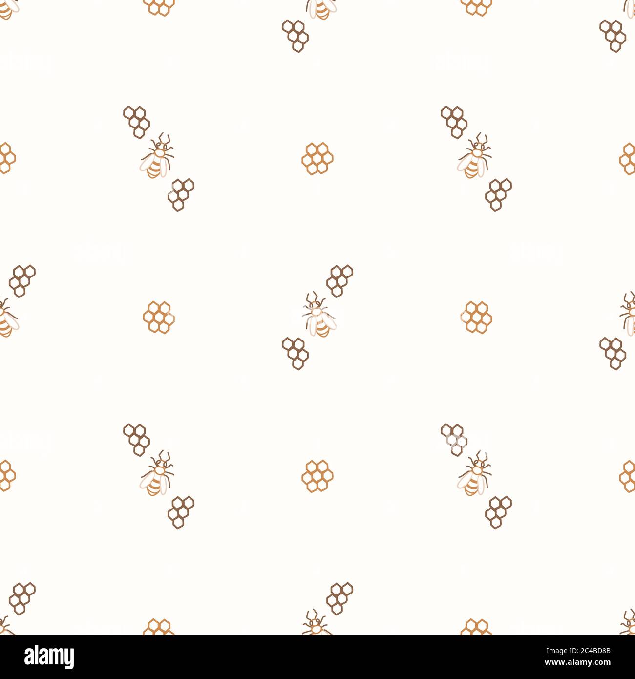 Seamless background bee and honey comb gender neutral baby pattern ...