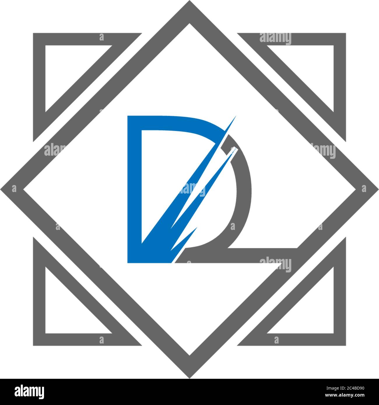 D logo letter design concept in black and blue color Stock Vector Image ...