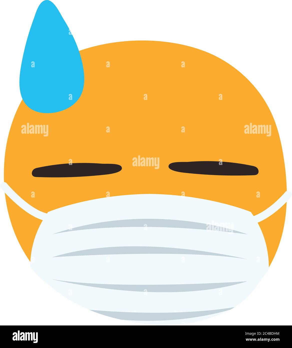 emoji wearing medical mask sweating hand draw style vector illustration ...
