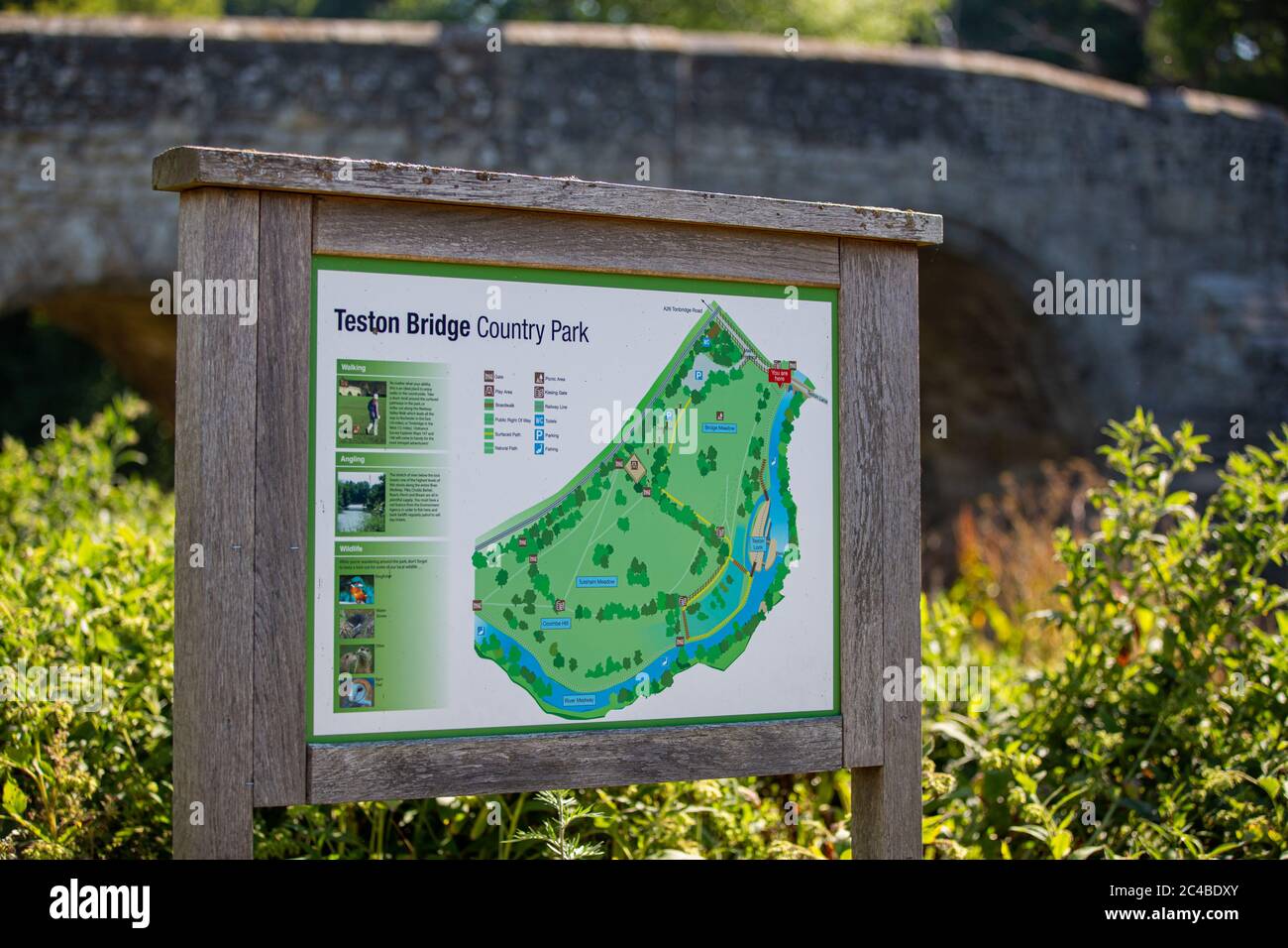 Map showing the route around Teston Bridge Country Park Stock Photo - Alamy