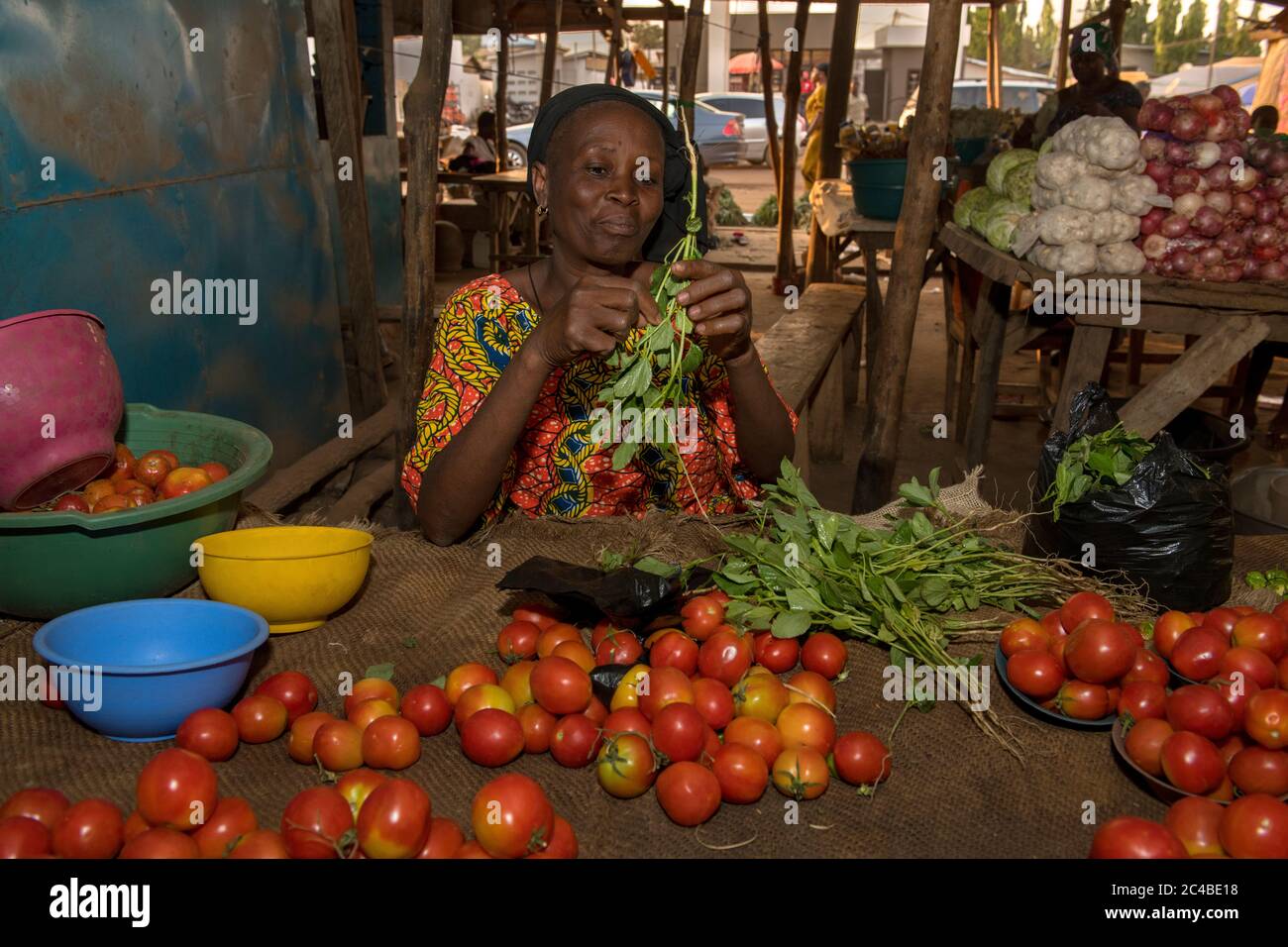 Vegetable stall at dapaong market, togo Stock Photo - Alamy
