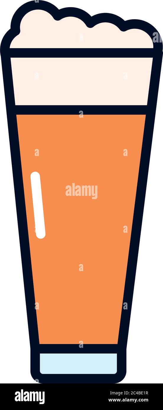 pilsner glass with beer icon over white background, line fill style ...