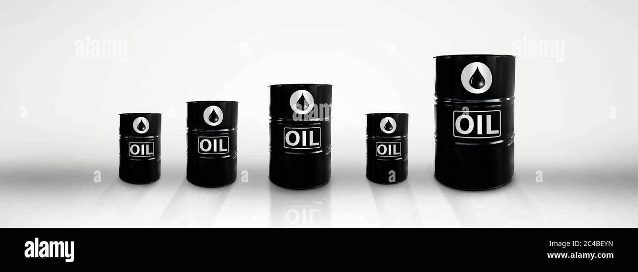Metal oil barrels. Oil, gas and petroleum industry and manufacturing ...