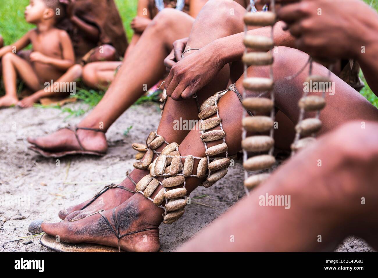 Leg decorations, traditional tribal ceremonial garters worn by the San ...