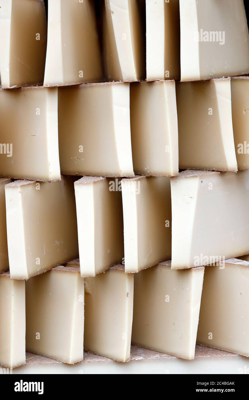 Traditional french cheese for sale at market Stock Photo - Alamy