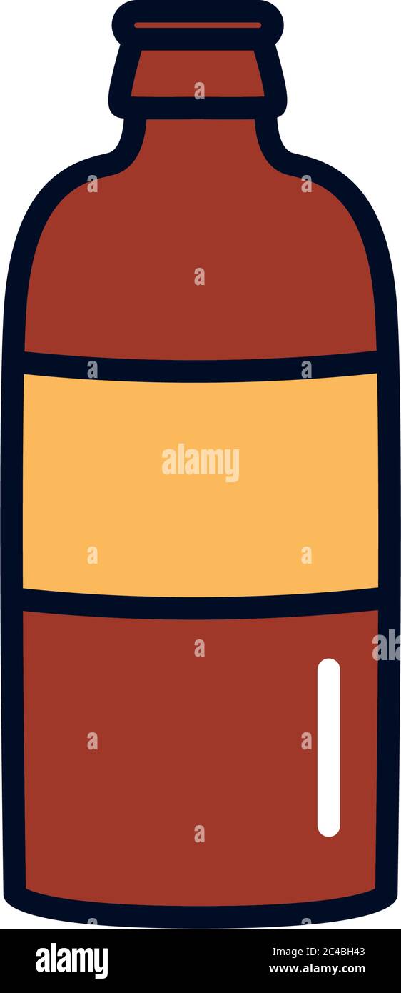 big beer bottle icon over white background, line fill style, vector ...