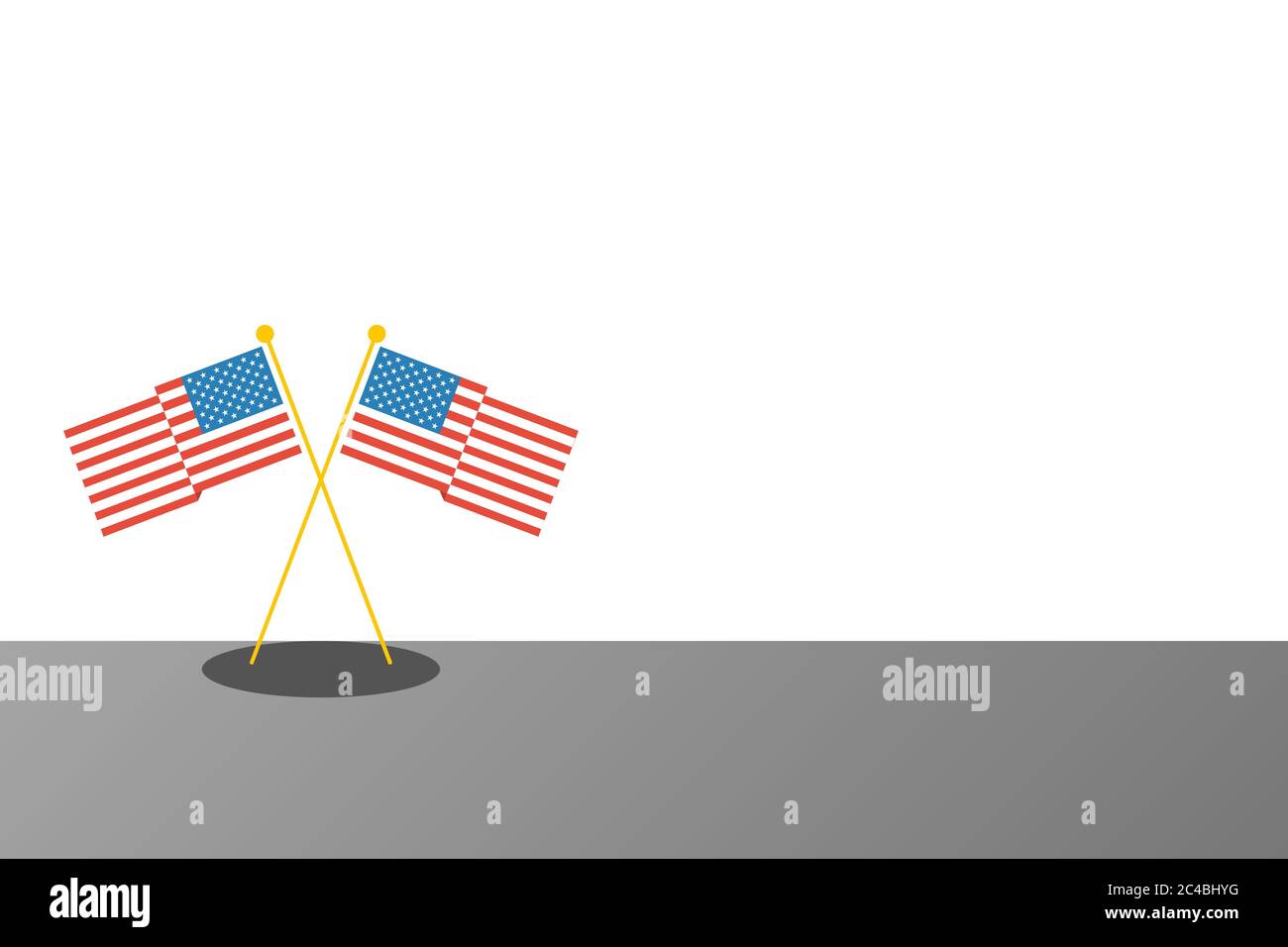 Illustration of two American National flags at table crossing each ...