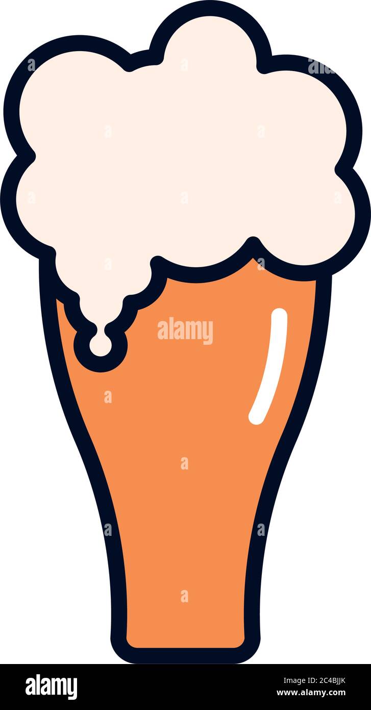 Tulip Beer Glass Icon Over White Background Line Fill Style Vector Illustration Stock Vector