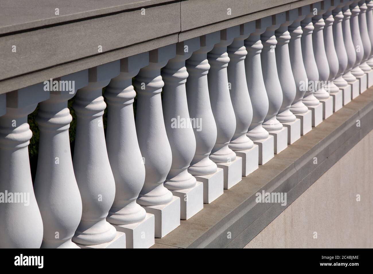 Baroque architecture details of stone white balustrades close up on ...