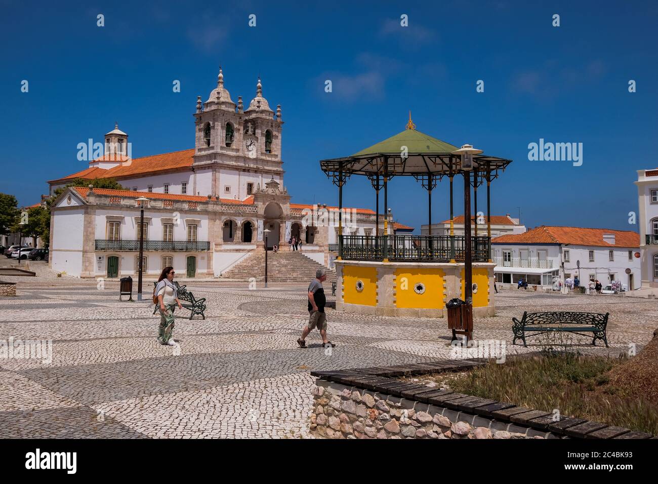 NAZARÉ, PORTUGAL - JUNE, 10 2020: People Walking in front of “Santuário ...