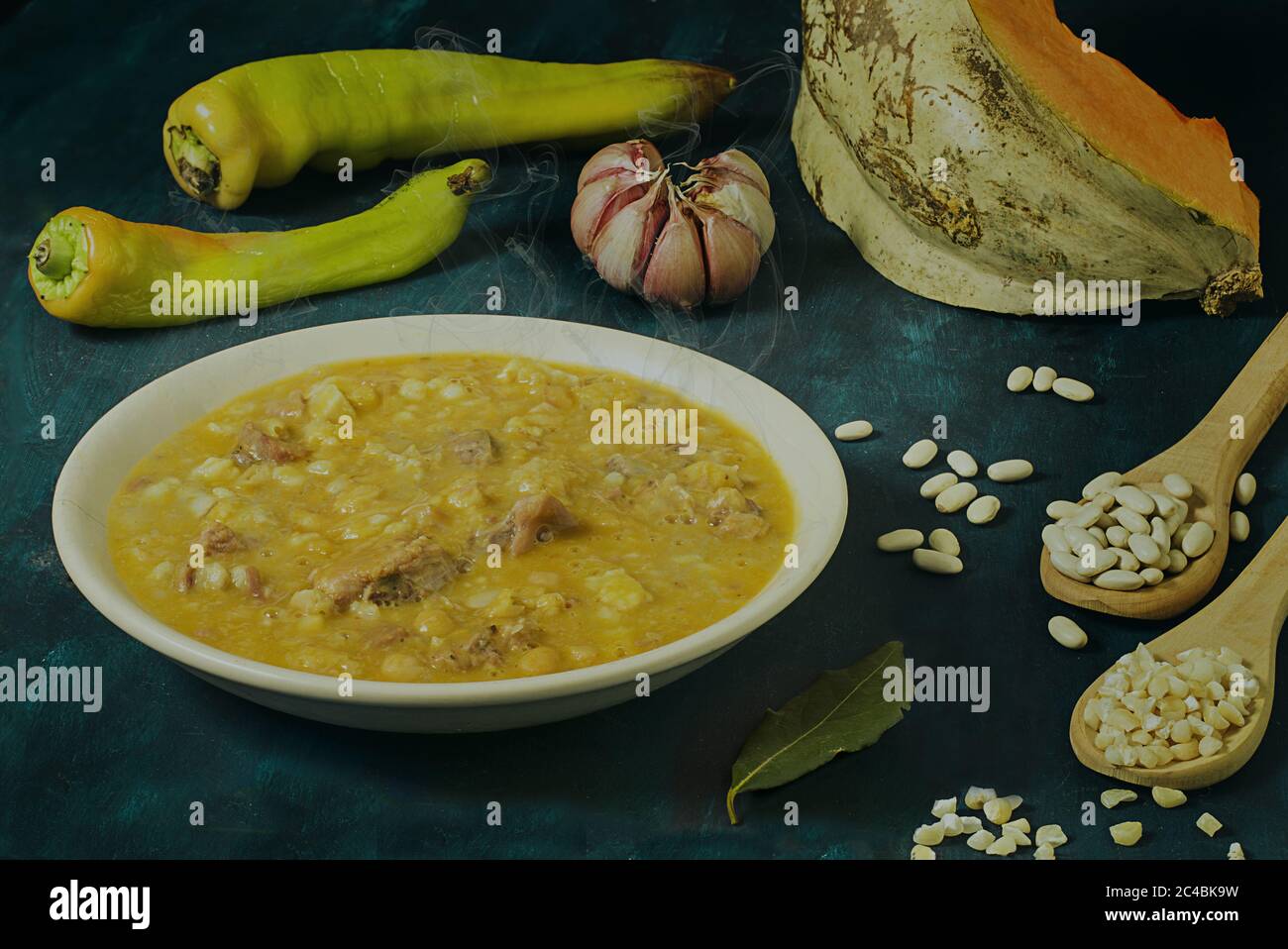 A plate with locro, a traditional south american food, and some ...