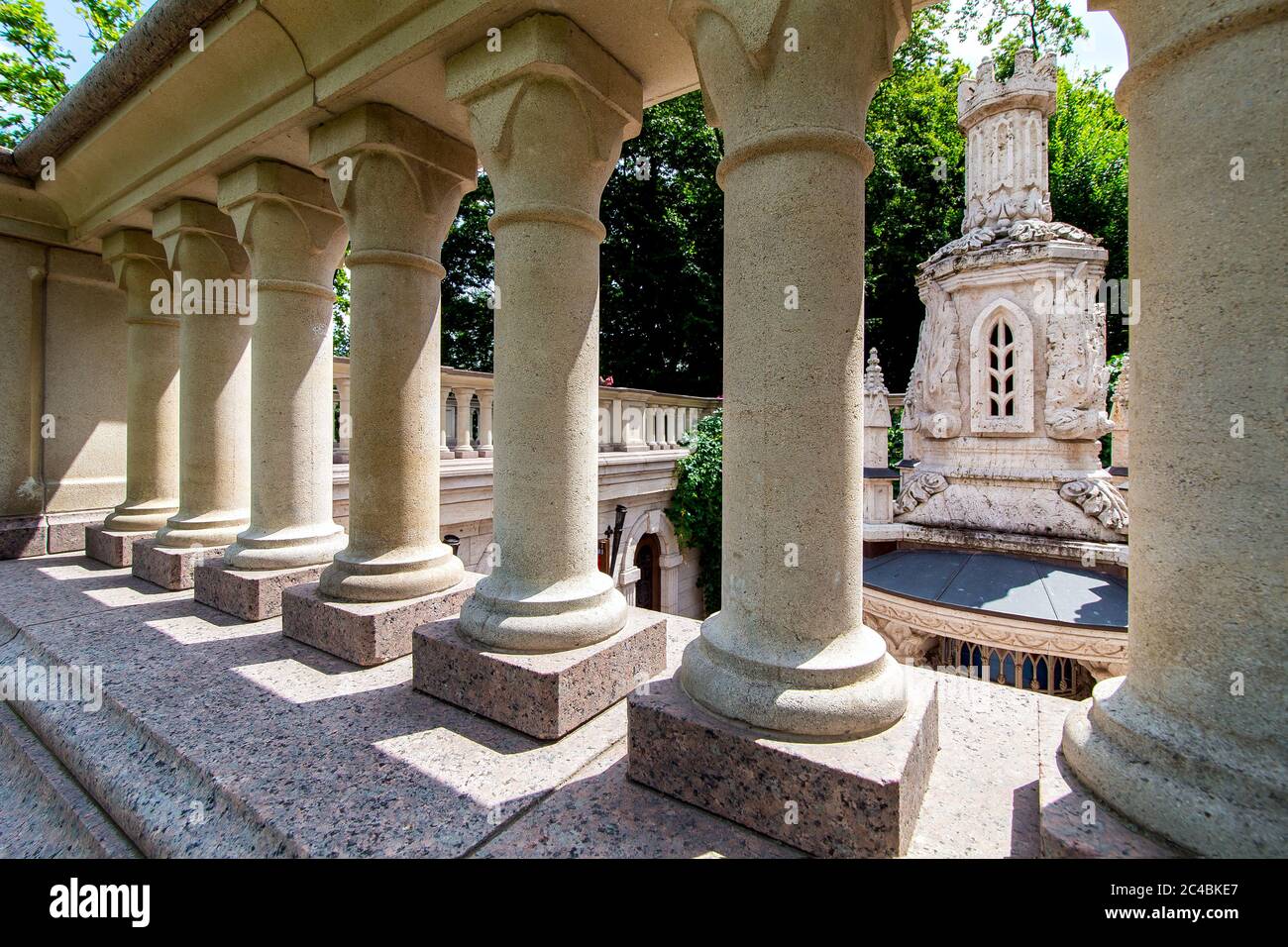 architecture of the old tomb stone religious buildings with balustrades ...