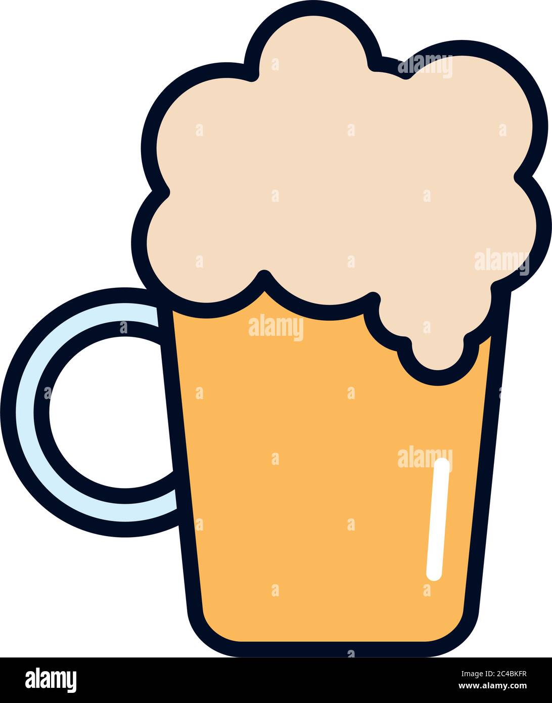 beer stein glass icon over white background, line fill style, vector ...