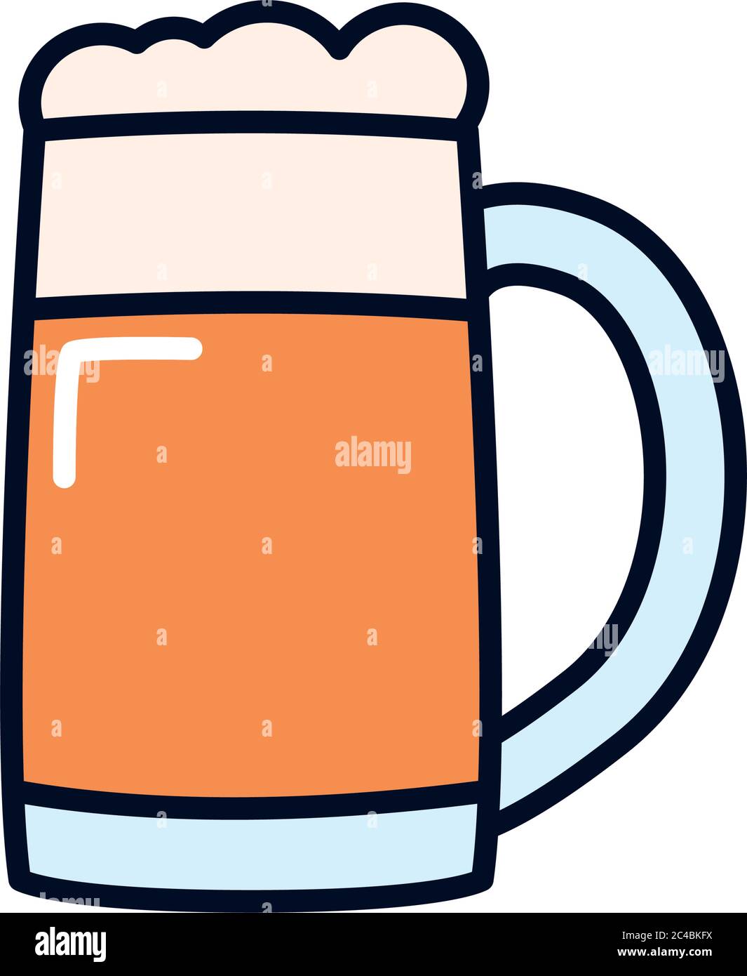 beer jar icon over white background, line fill style, vector ...