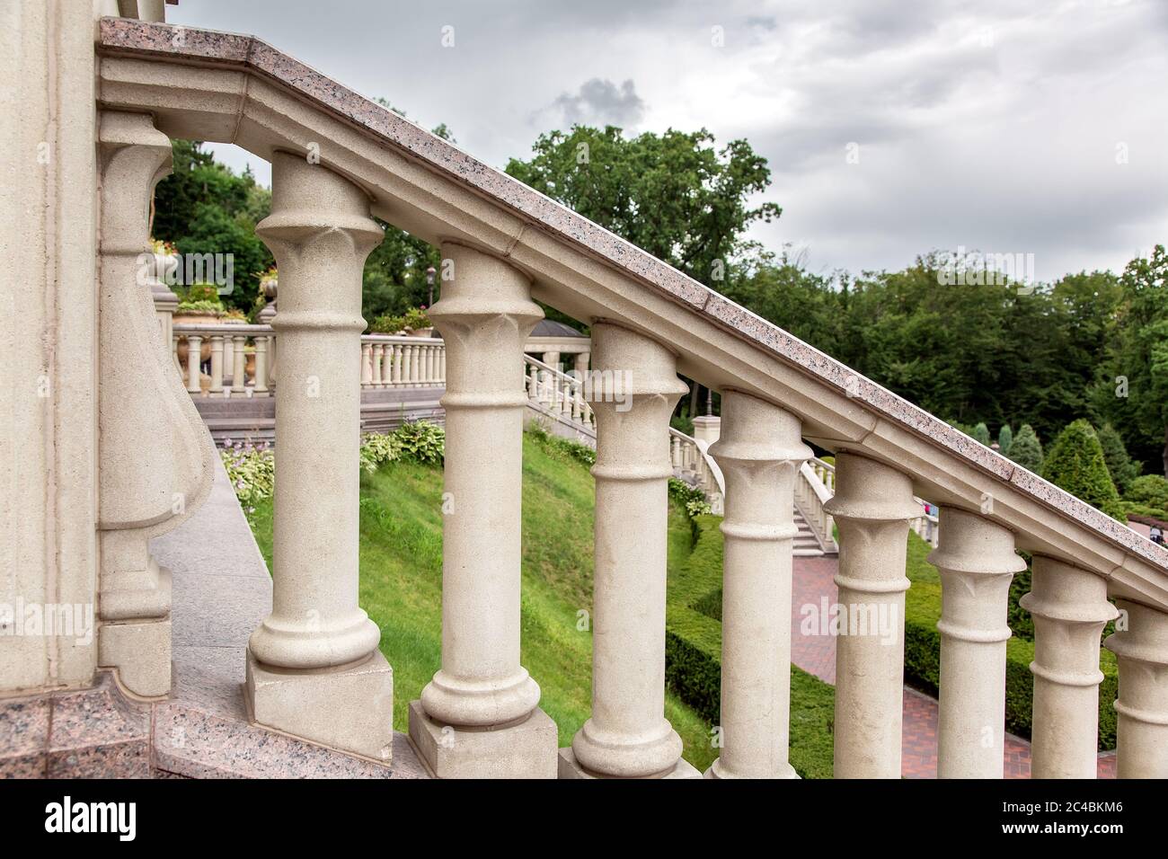 stone balustrades with granite railings, architecture details of the ...