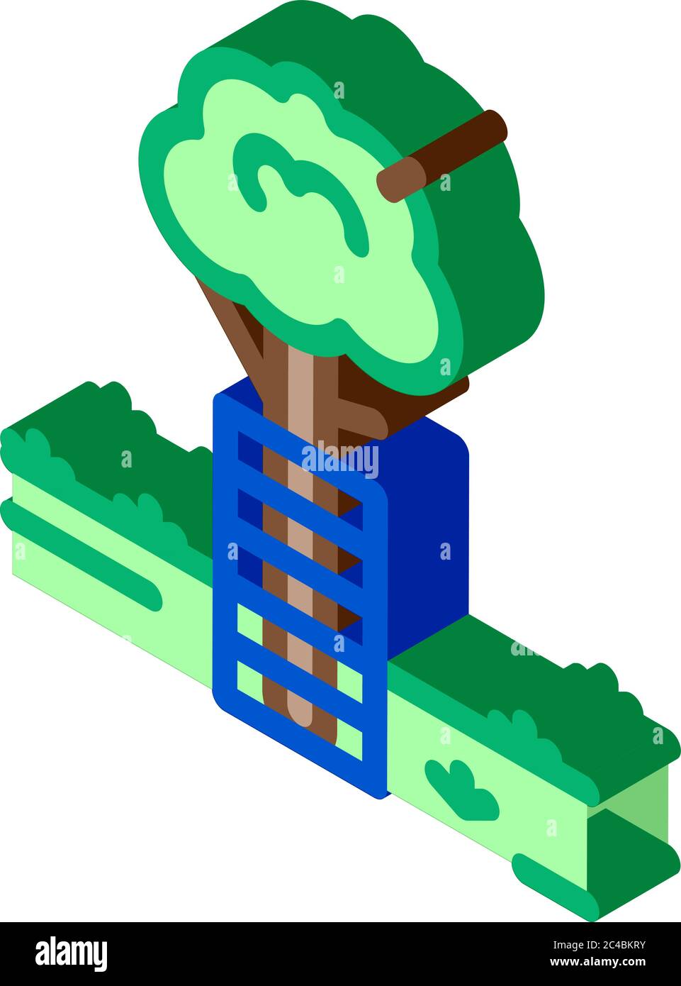 tree safe fence isometric icon vector illustration Stock Vector Image ...