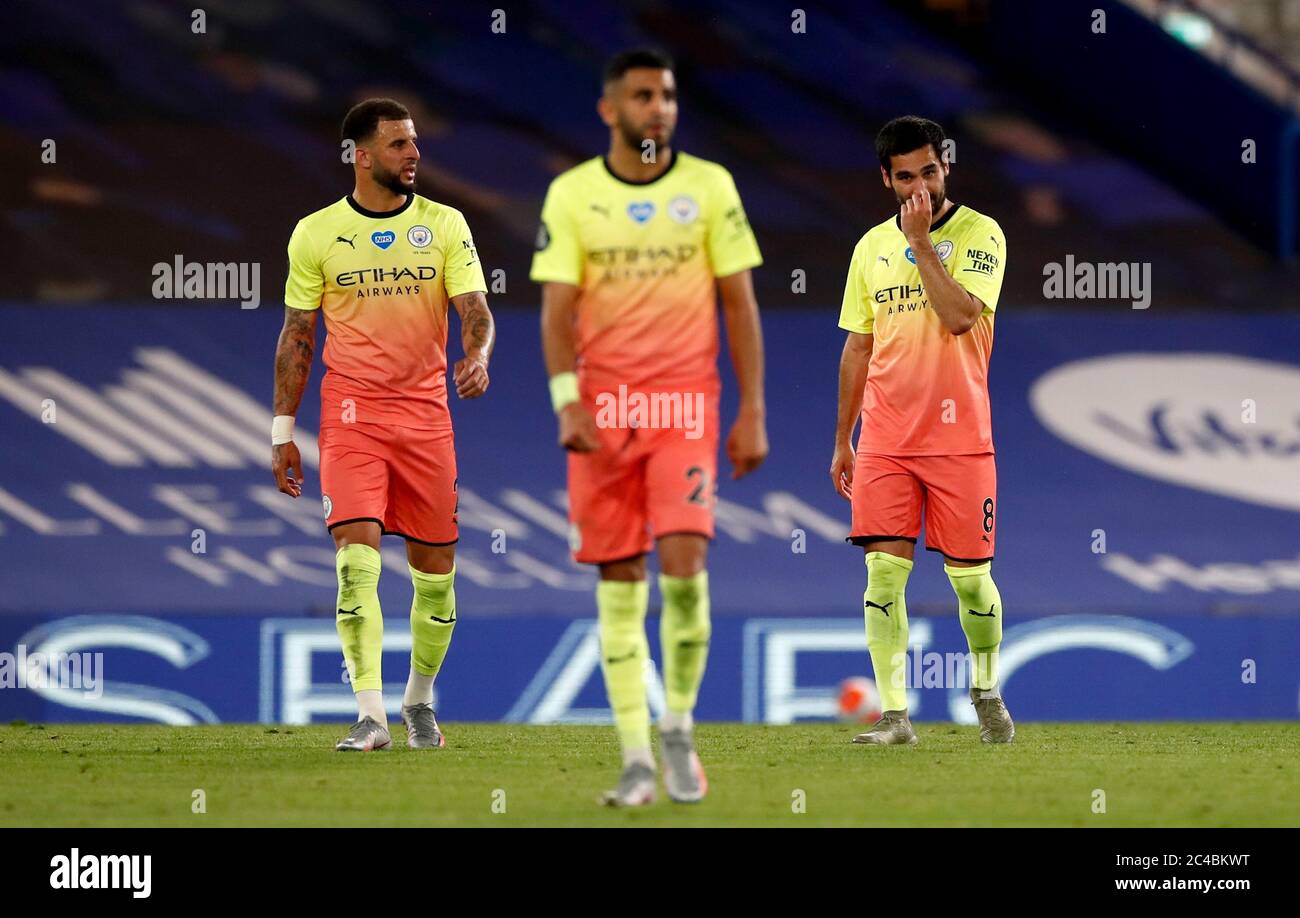 (left to right) Manchester City's Kyle Walker, Riyad Mahrez and Ilkay ...