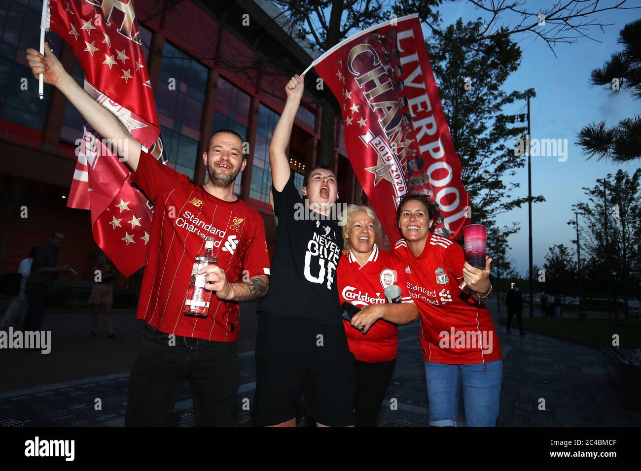 Liverpool fans outside Anfield, Liverpool Stock Photo - Alamy