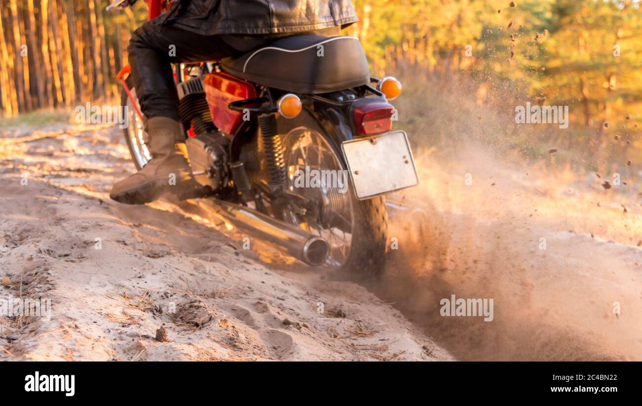 Biker rides dirt bike off hi-res stock photography and images - Alamy