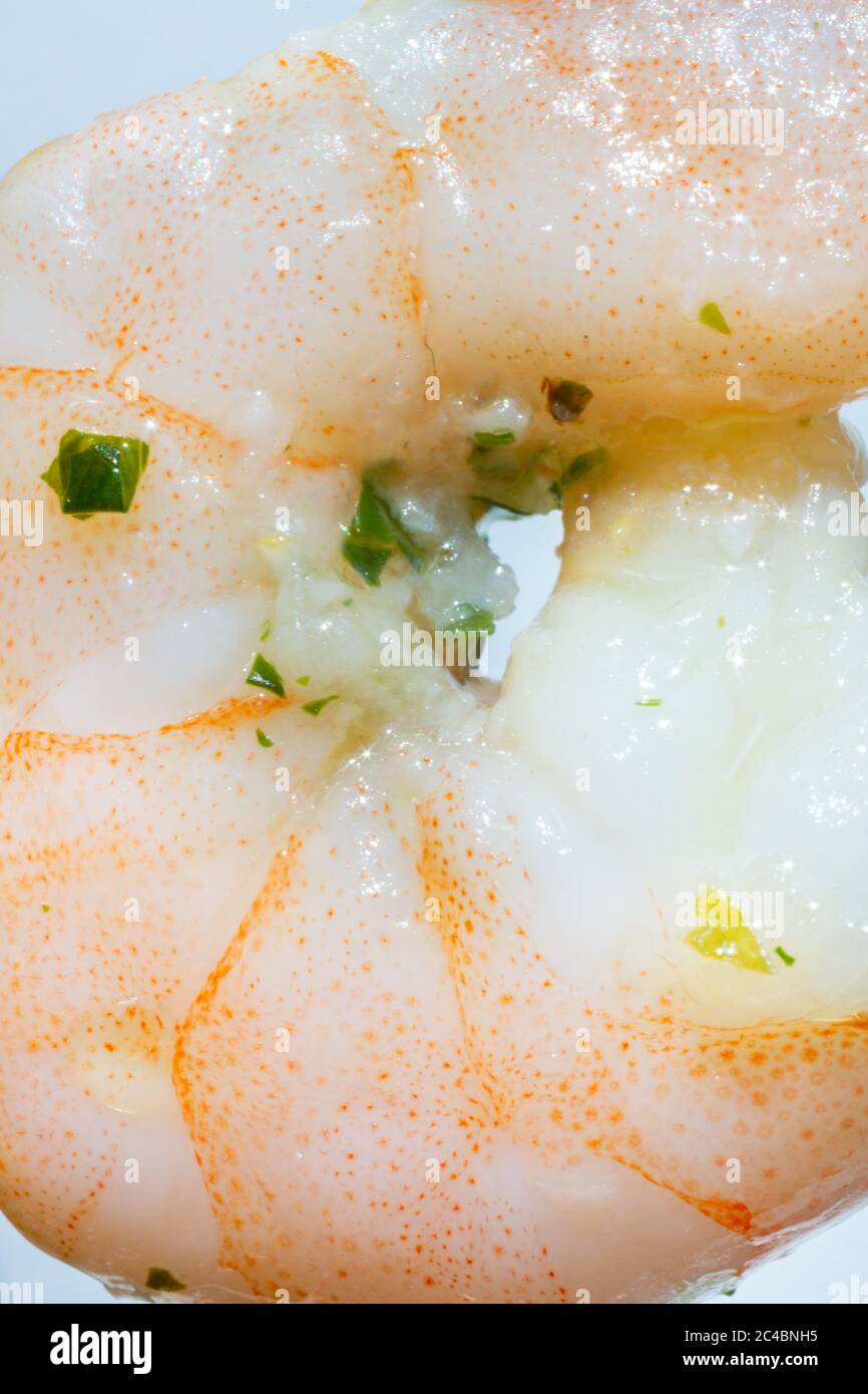 Close Up Of King Prawn With Parsley Stock Photo - Alamy