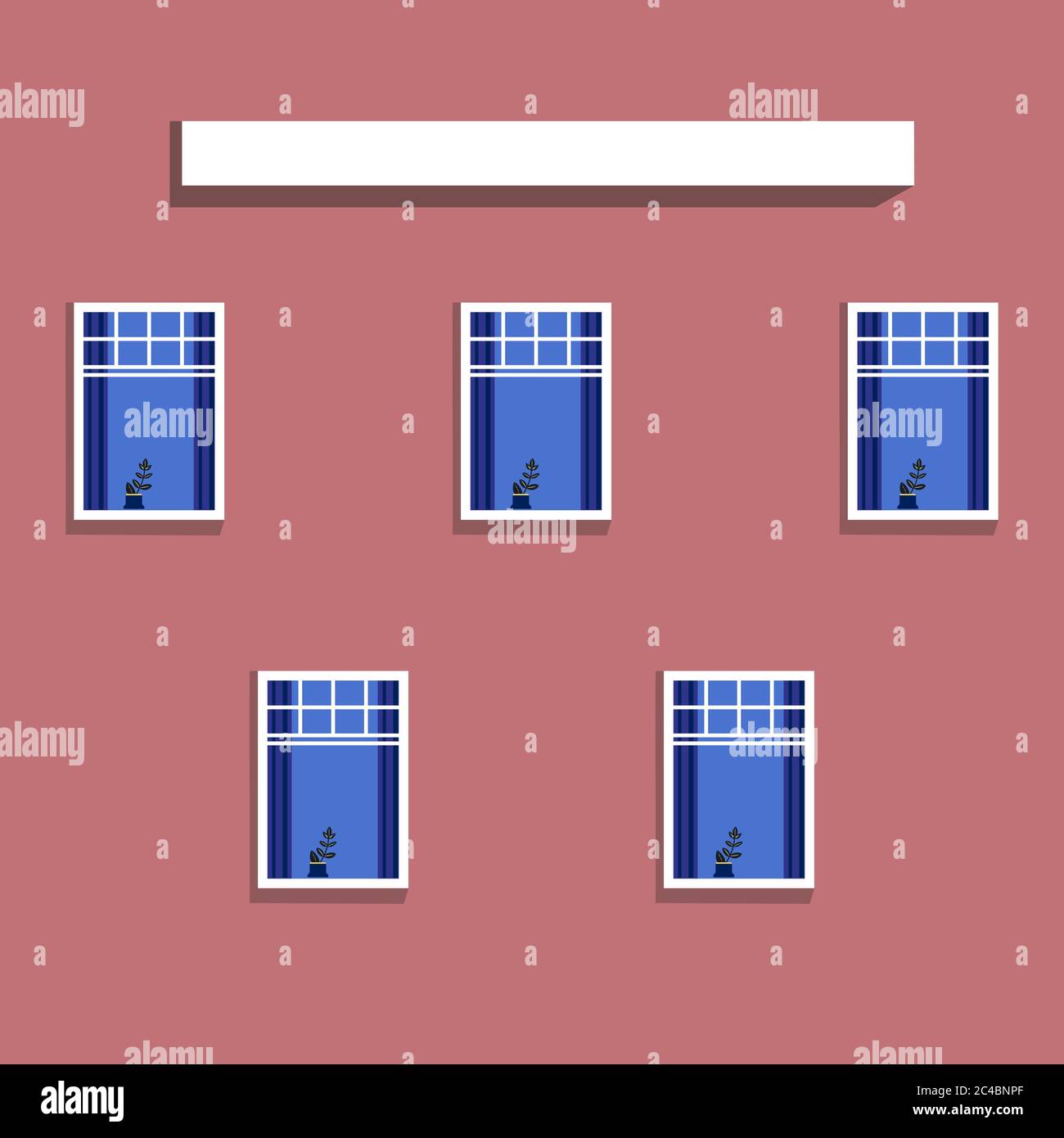 Seamless pattern background of wall with windows. Vector illustration ...