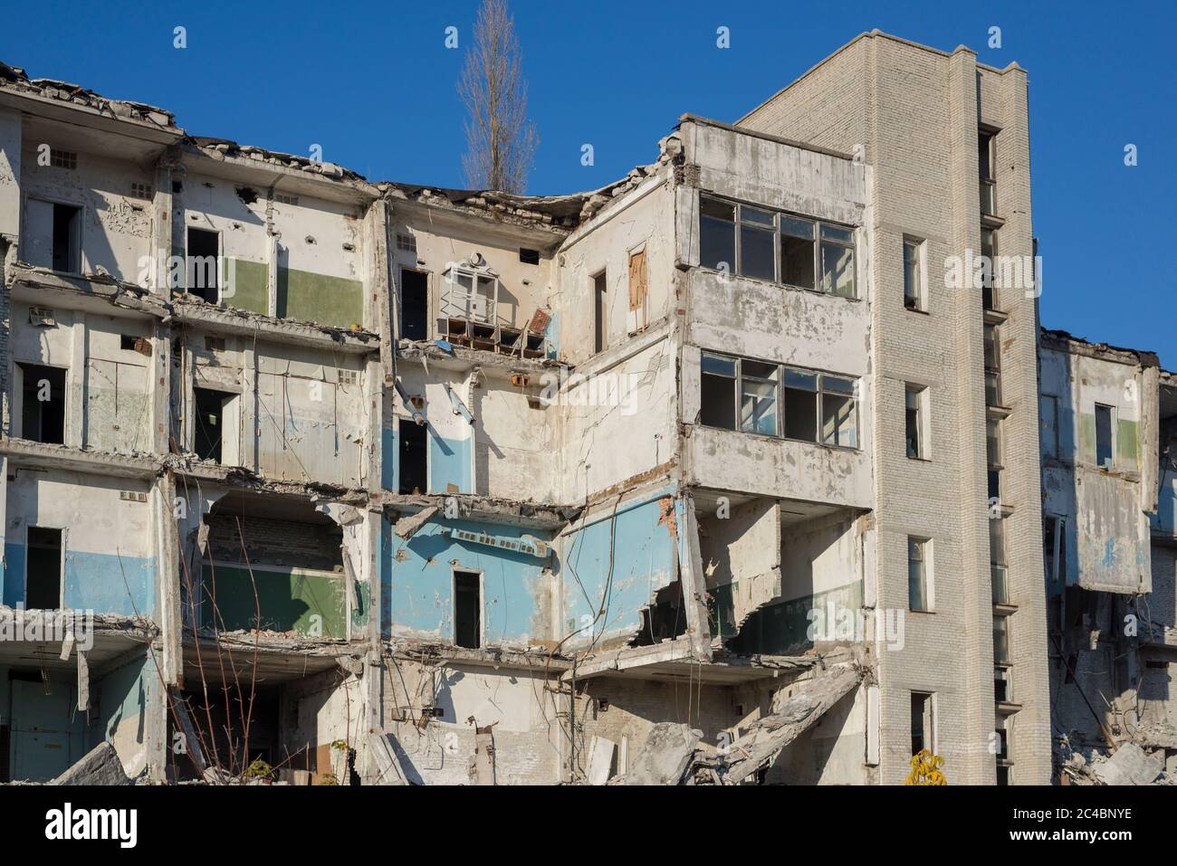 Photo of the destroyed high-rise building, the theme of the war Stock ...
