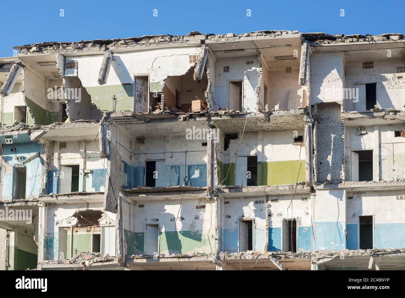 Photo of the destroyed high-rise building, the theme of the war Stock ...