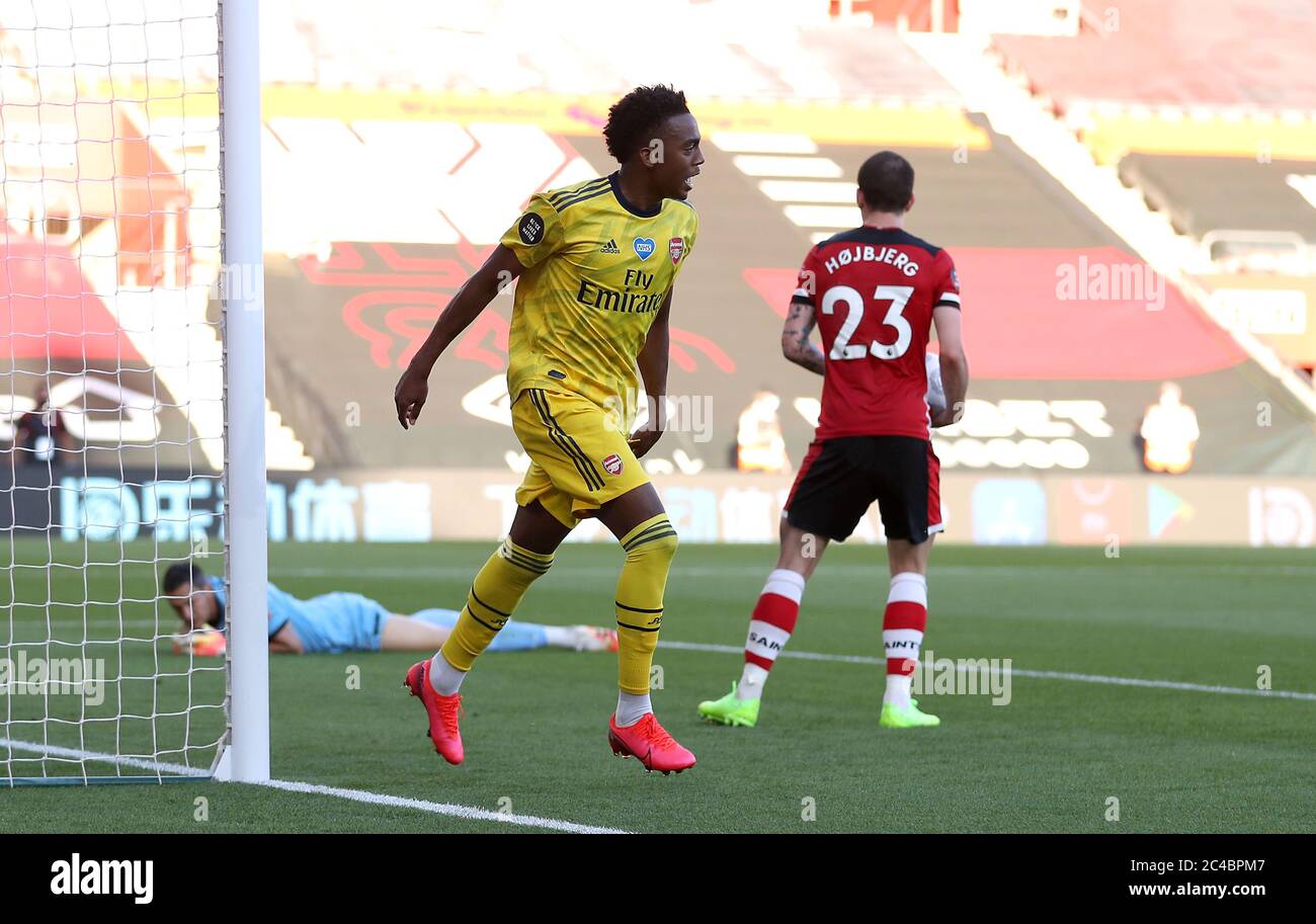 Arsenal’s Joe Willock celebrates scoring his side's second goal of the ...