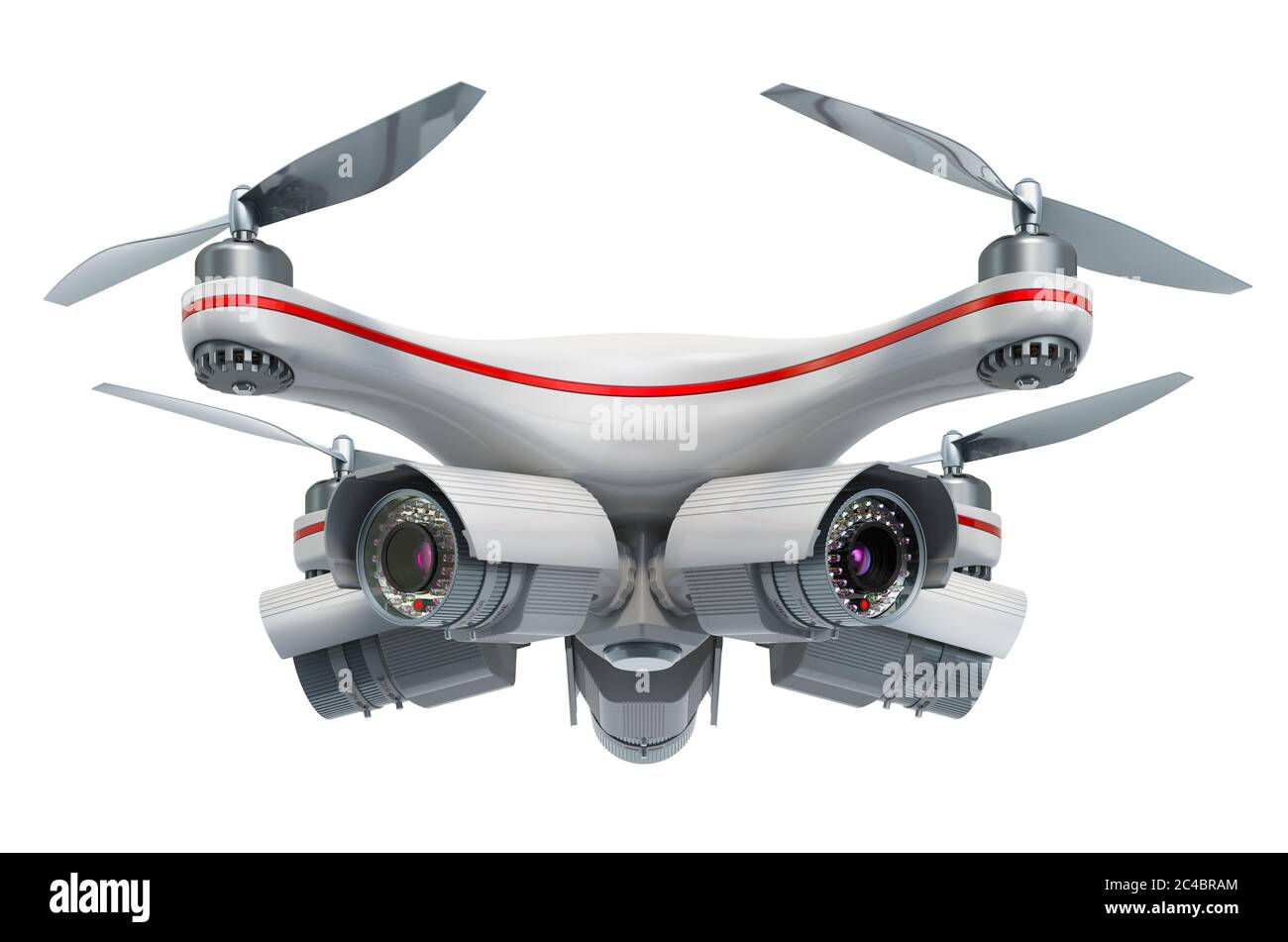 Drone with security surveillance cameras, 3D rendering Stock Photo - Alamy