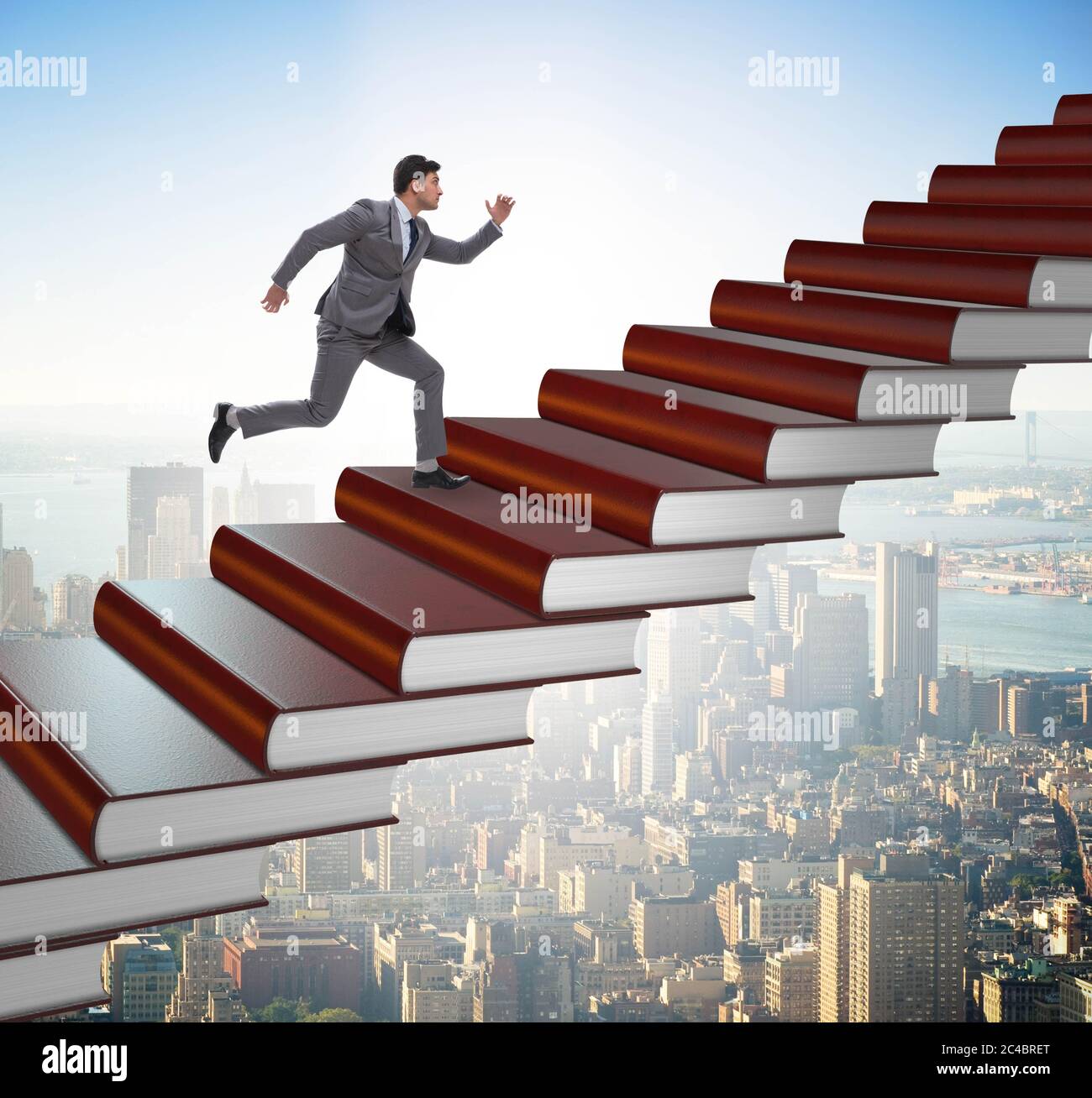 The businessman student climbing the ladder of education books Stock ...