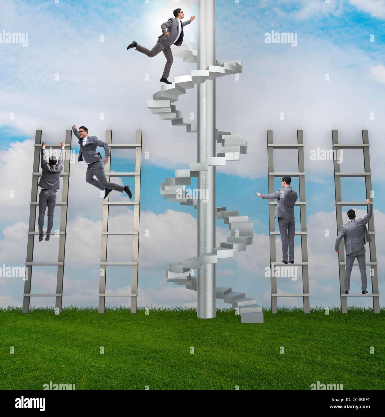 The competition concept with businessman beating competitors Stock ...