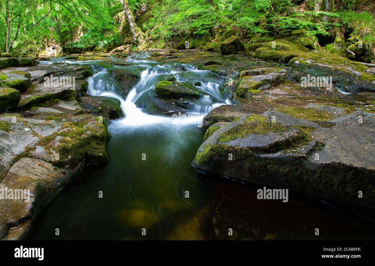 waterfall on River Erme at Ivybridge in Devon, UK Stock Photo - Alamy