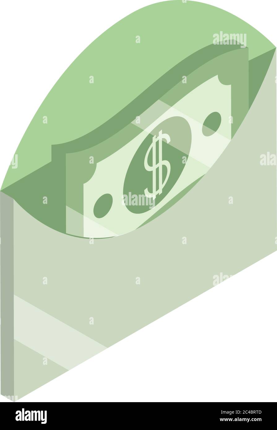 isometric money cash currency envelope with banknote isolated on white ...