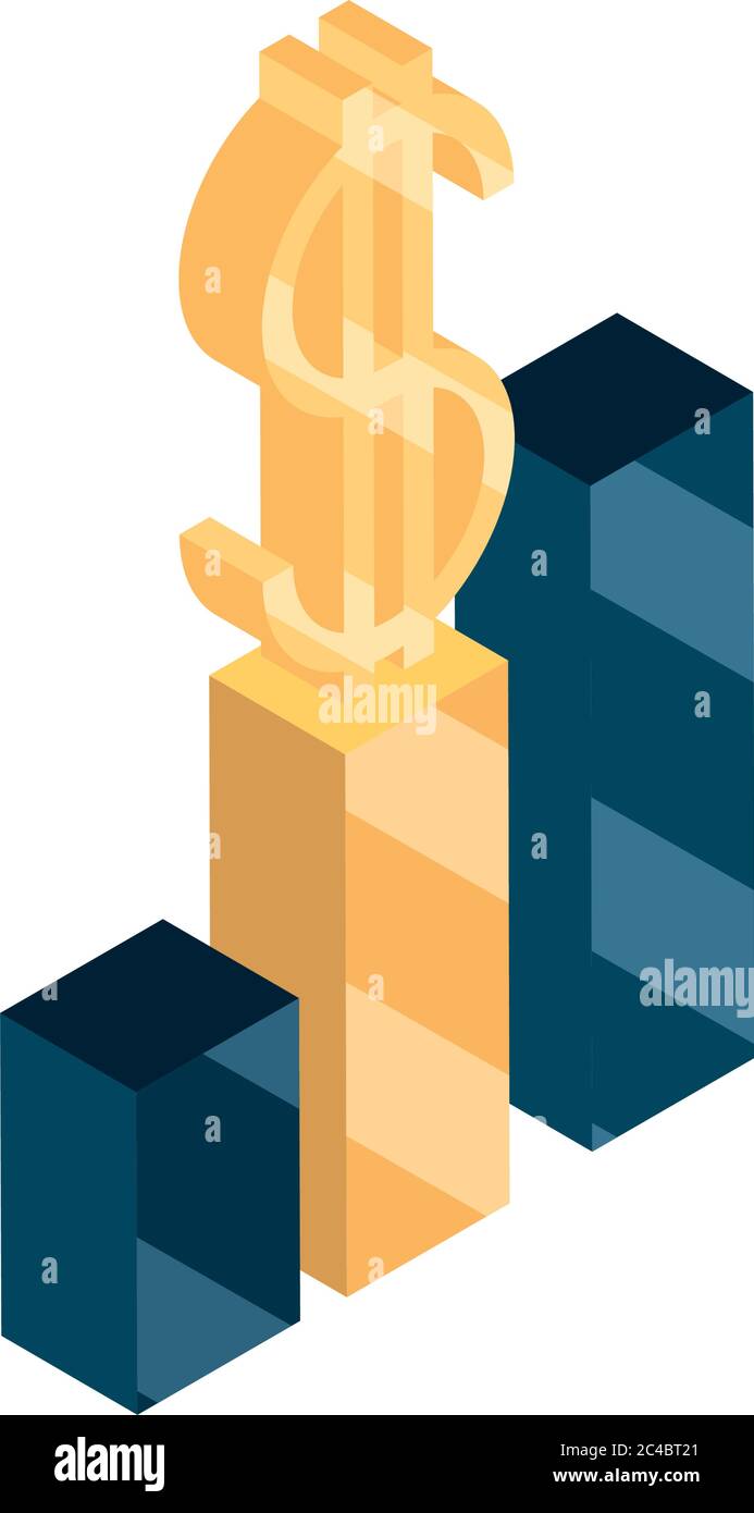 isometric statistics diagram business money cash isolated on white ...