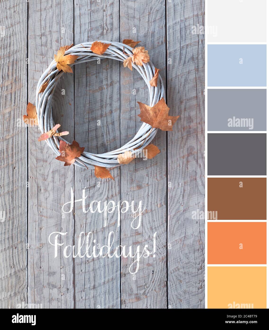 Color matching palette from picture of wattle wreath with dry orange ...