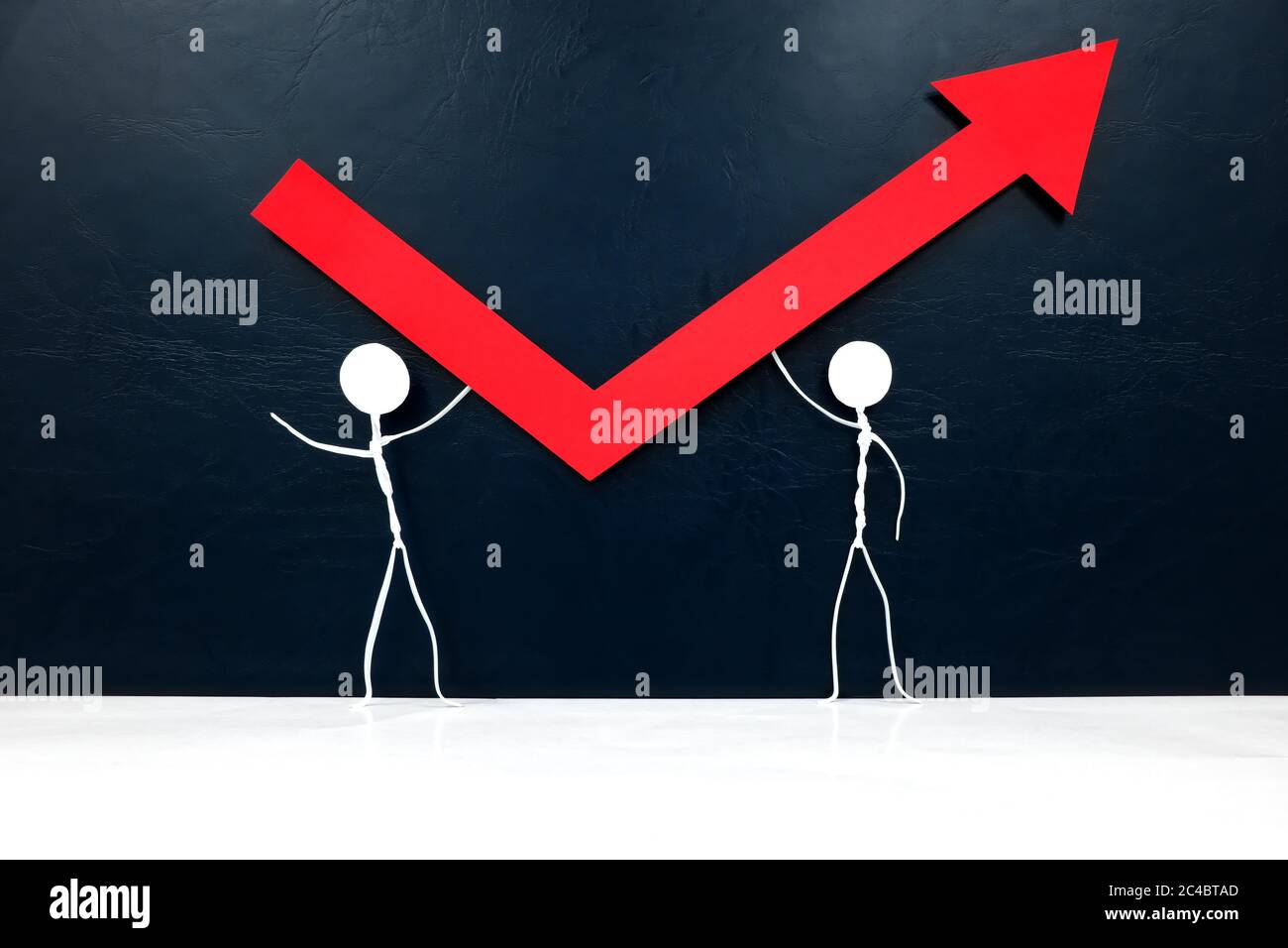 Human stick figures carrying a red arrow pointing upward. Economy ...