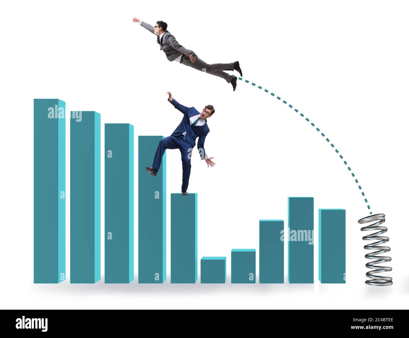 The businessman outperforming his competition jumping over Stock Photo ...