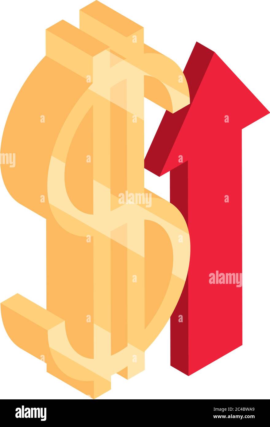 isometric money cash currency growthing arrow dollar financial isolated ...