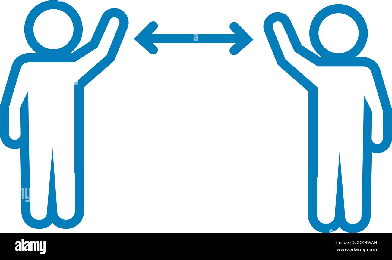 figures humans with arrows social distance line style vector ...